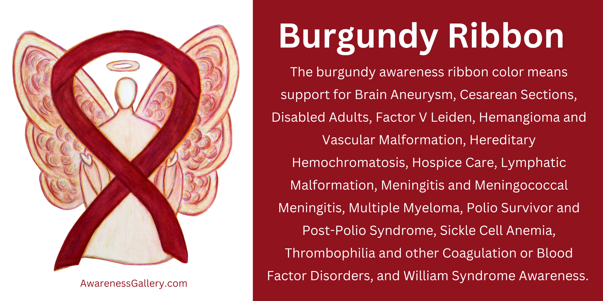 Burgundy Awareness Ribbon Color Meaning and Gifts - Awareness Gallery Art