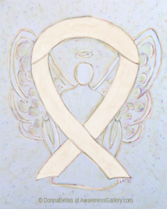 Ivory or Cream Awareness Ribbon Meaning and Gifts - Awareness Gallery Art