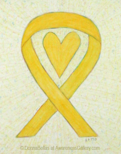 Yellow Awareness Ribbon Meaning and Gifts - Awareness Gallery Art