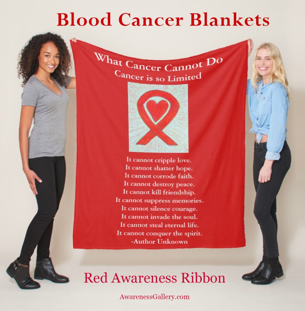 Red Blood Cancer Awareness Ribbon Soft Fleece and Throw Blankets ...
