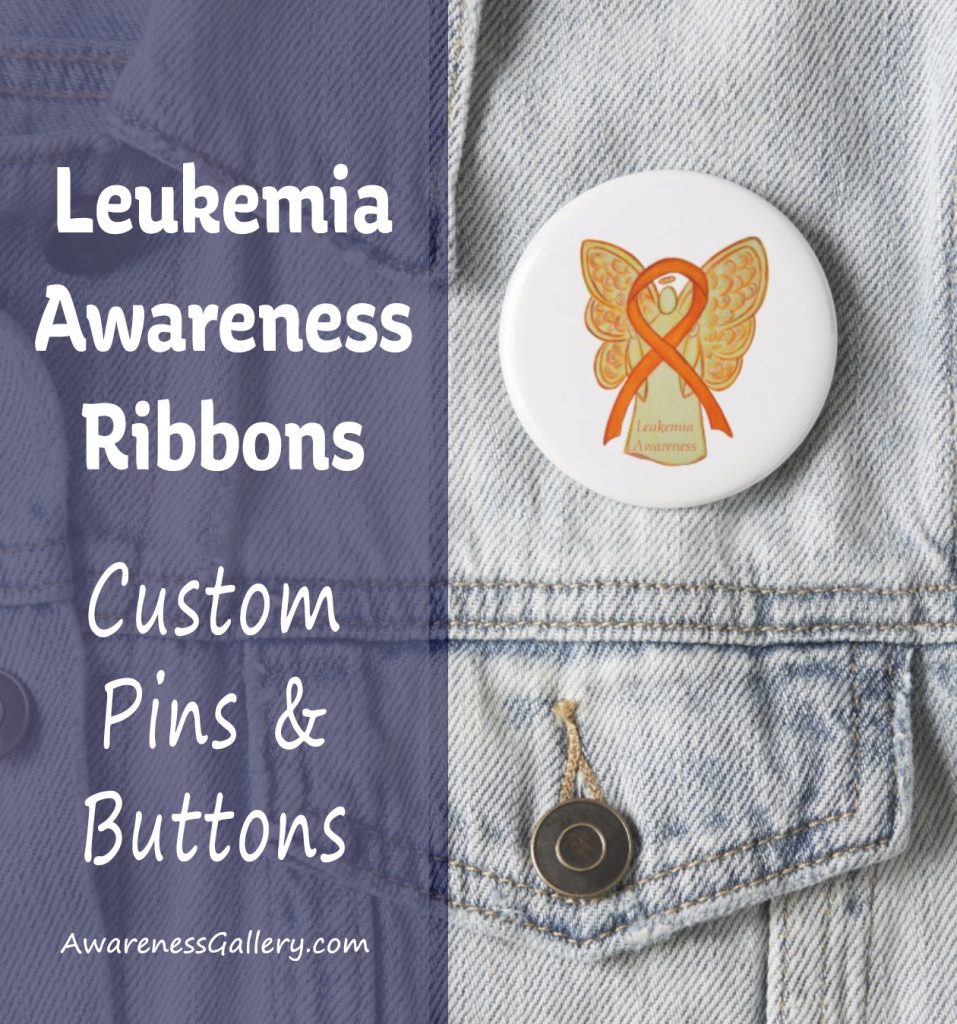 Orange Leukemia Cancer Awareness Ribbon Custom Buttons and Pins ...