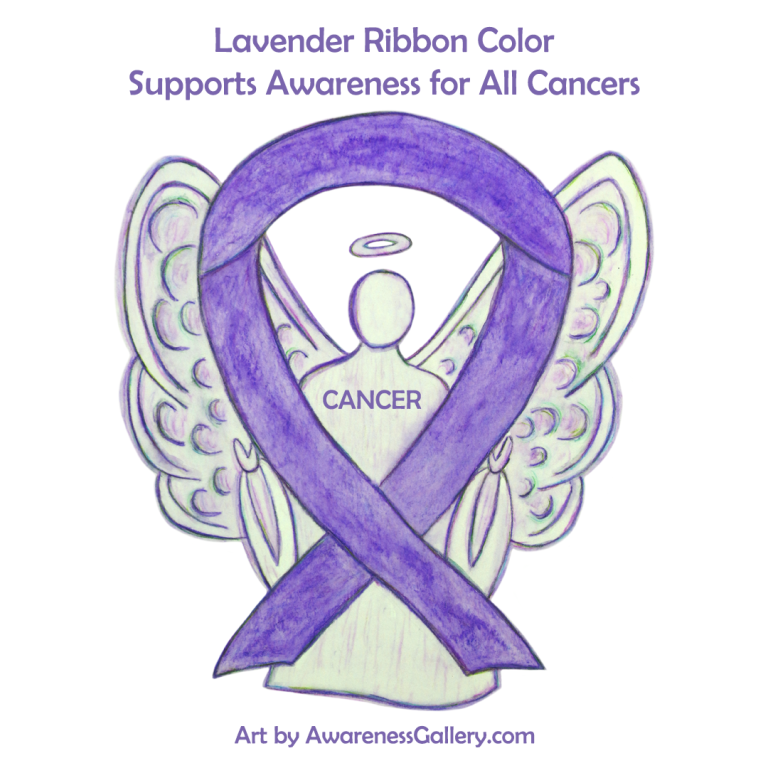 Lavender All Kinds of Cancers Awareness Ribbon Custom Buttons and Pins ...